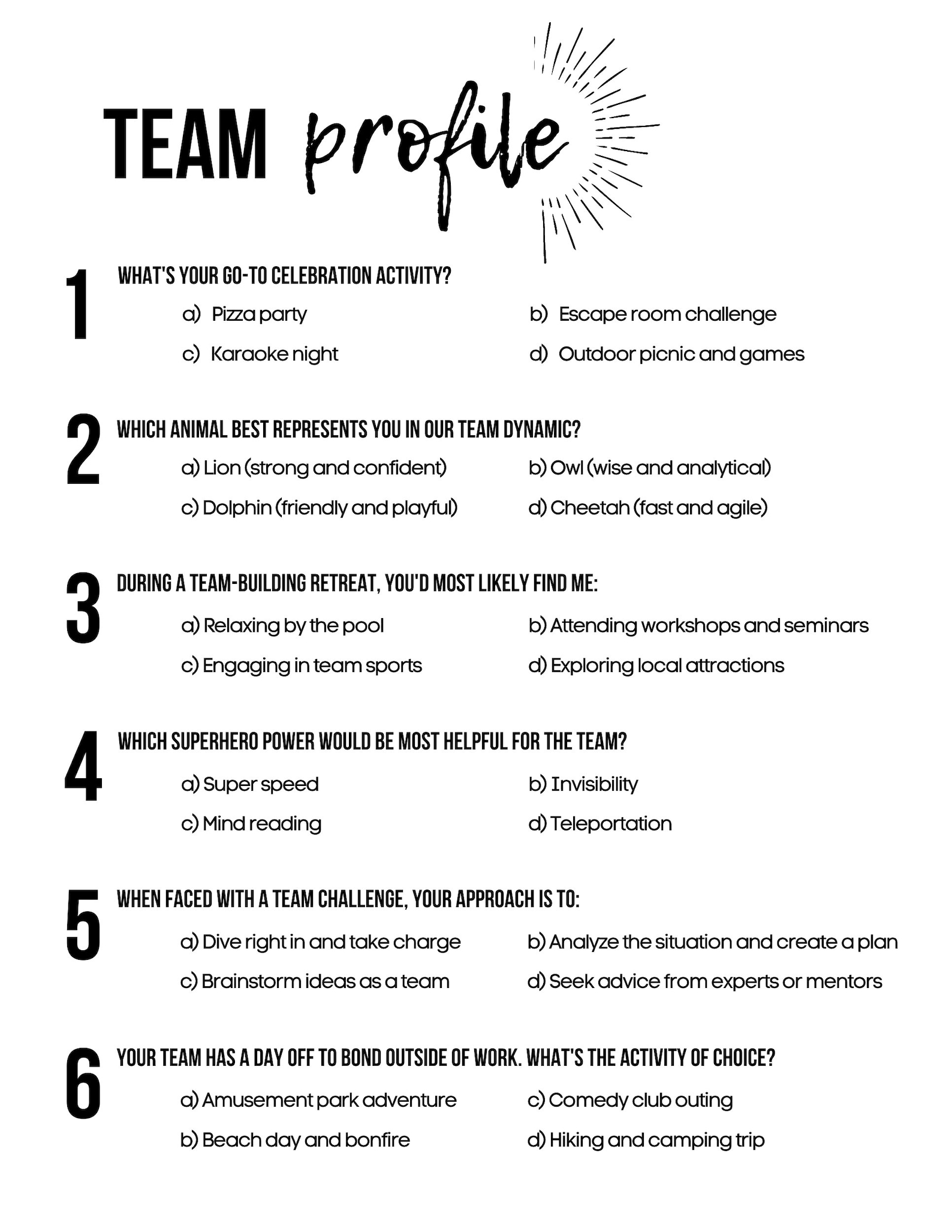 Team Building Activities | Coworker Games | Team Building Worksheet ...