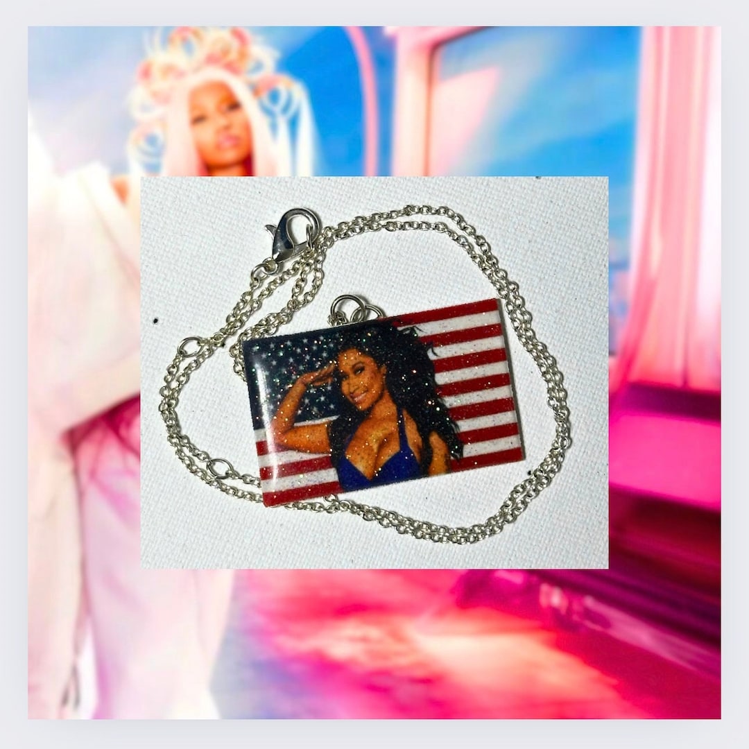 NICKI MINAJ KEYCHAIN Usa Flag Barbz Patriotic Resin Jewelry Choker 9in ...