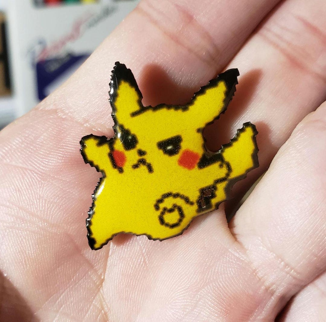 Pokemon Aggressive Pikachu Pin Pixelated Lightweight 1.5 Inch Accessory ...