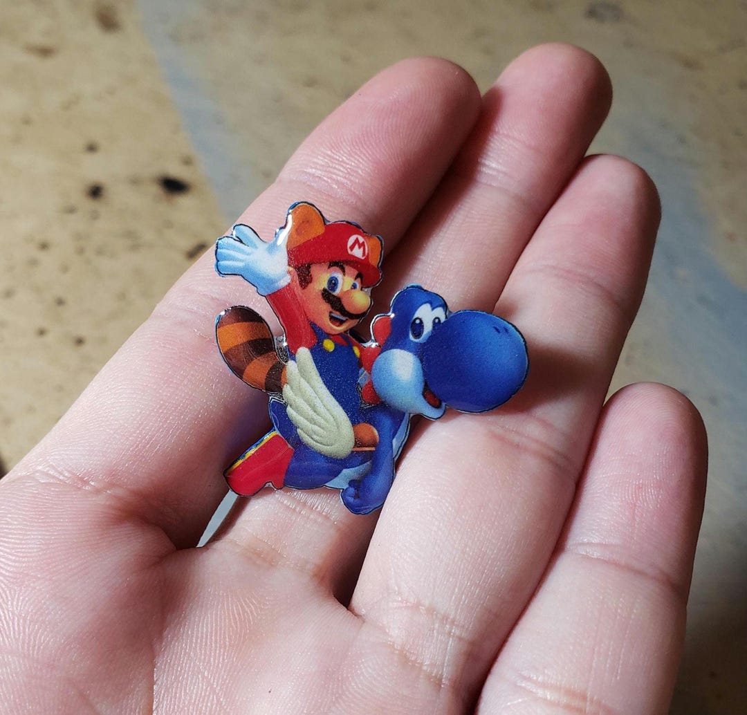Super Mario Bros, Mario on Blue Yoshi Pin, Lightweight Accessory - Etsy