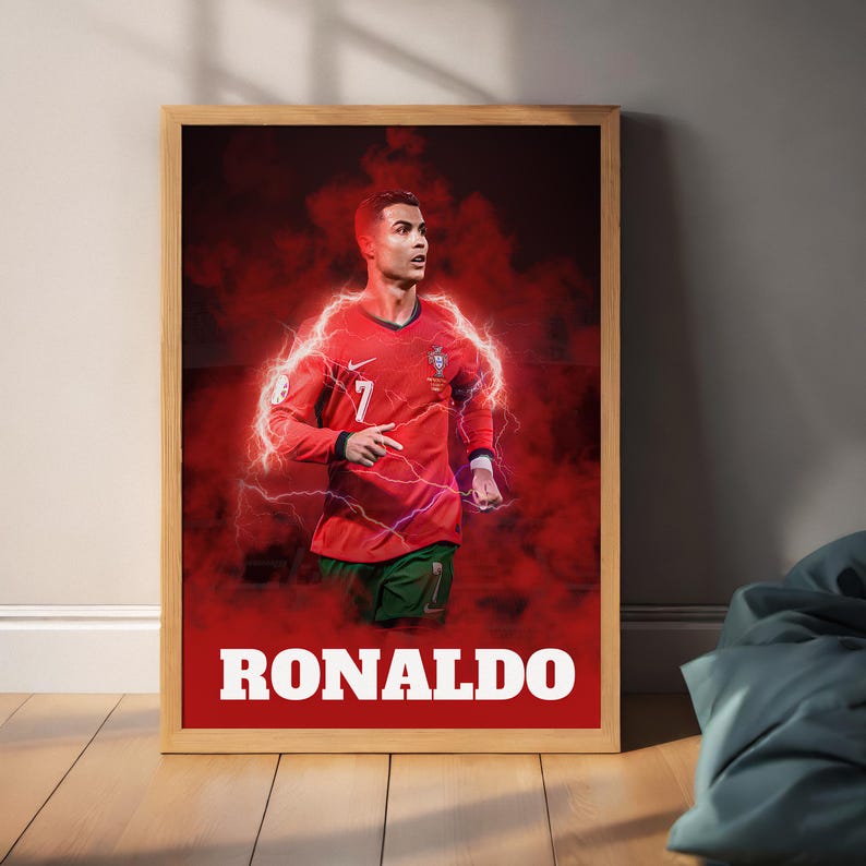 Cristiano Ronaldo Poster, Ronaldo Football Print, Sports Poster ...
