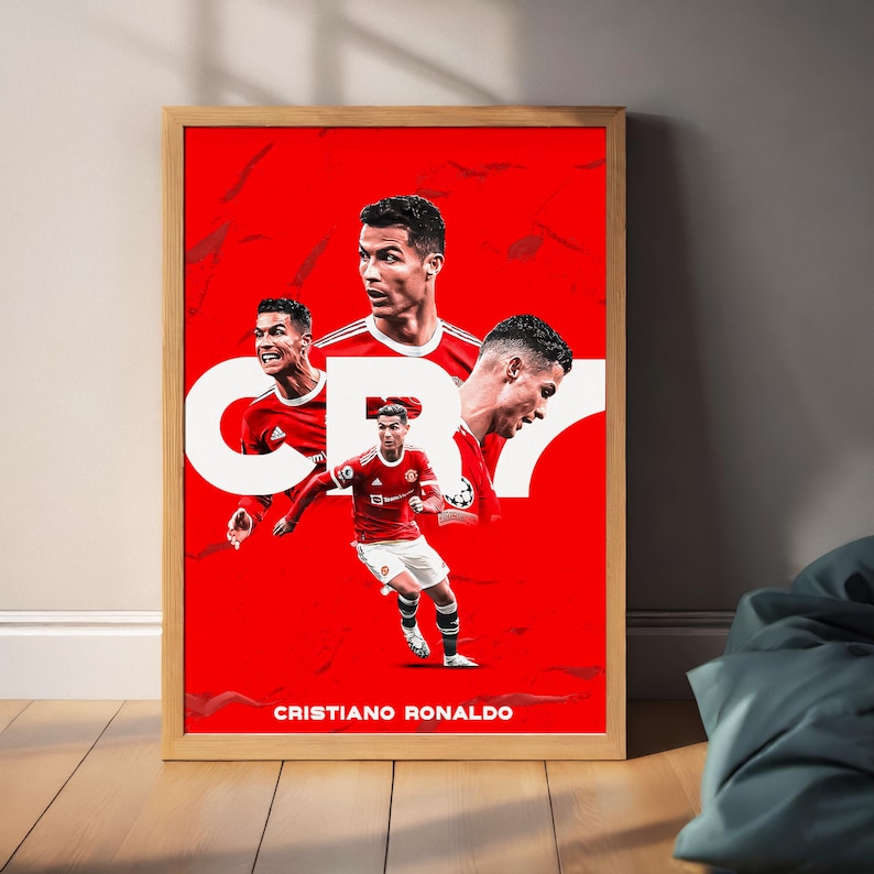 Cristiano Ronaldo Poster, Ronaldo Football Print, Sports Poster ...