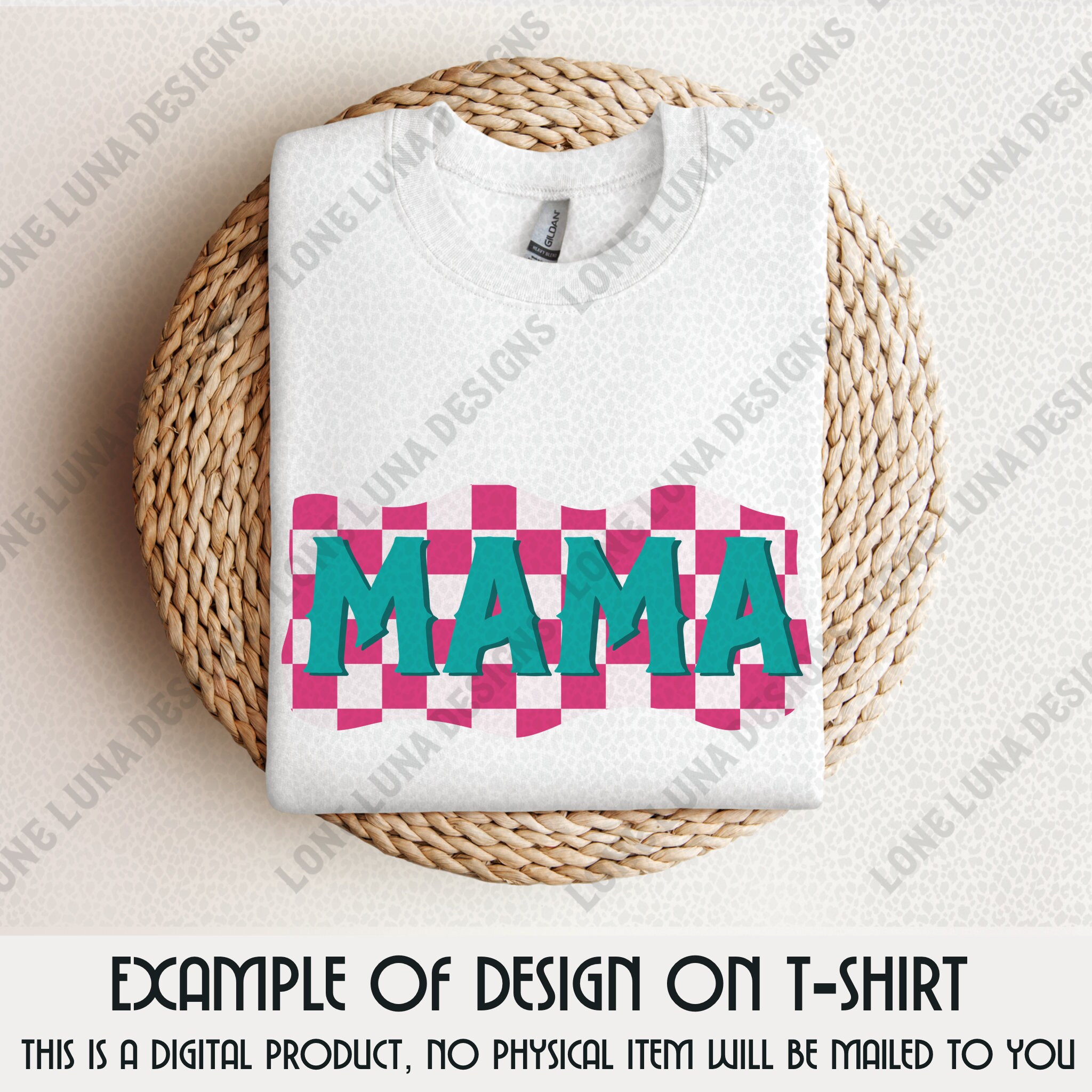 Checkered Neon Mama Digital PNG Download - Etsy