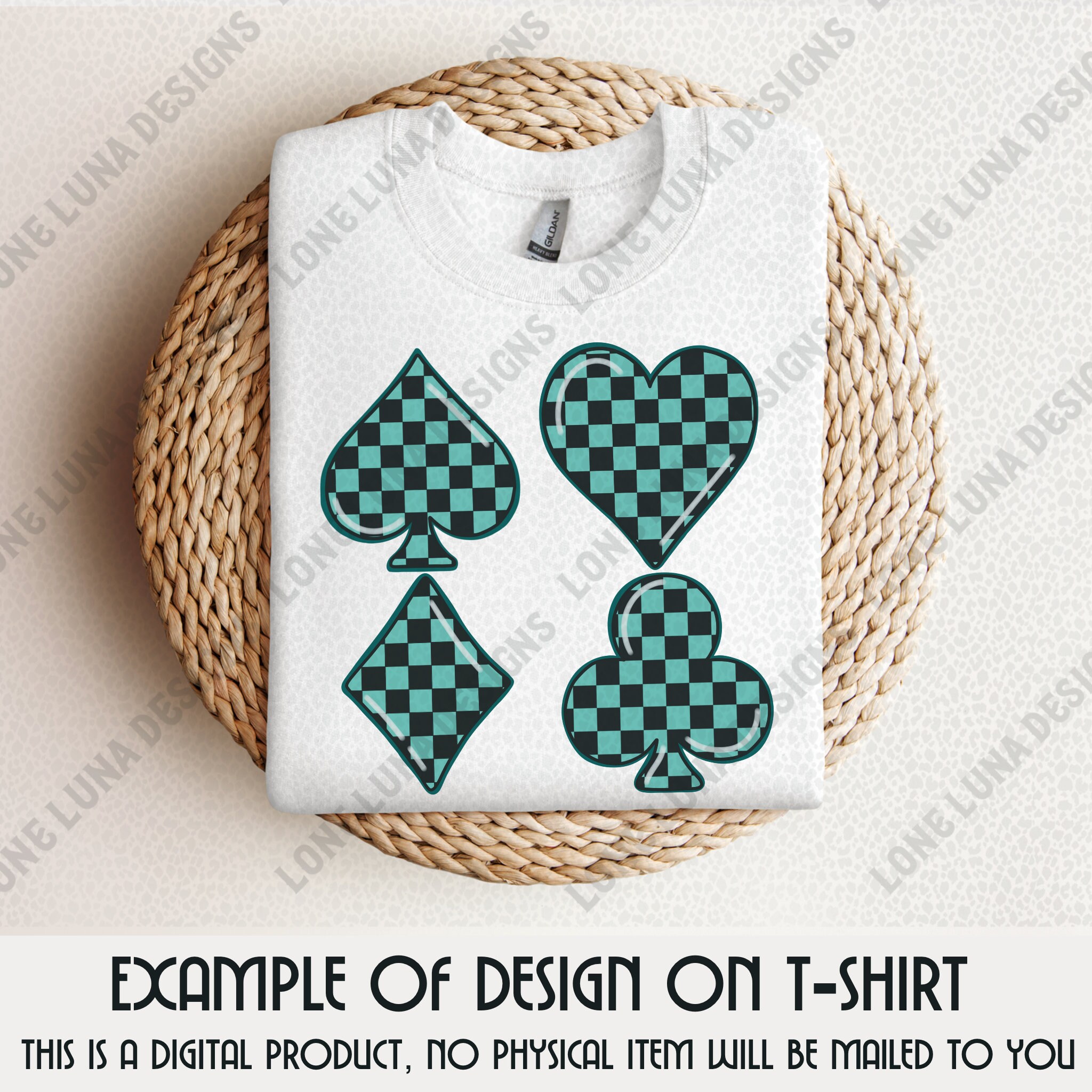 Playing Cards Turquoise and Checkers Digital PNG Download | Western ...