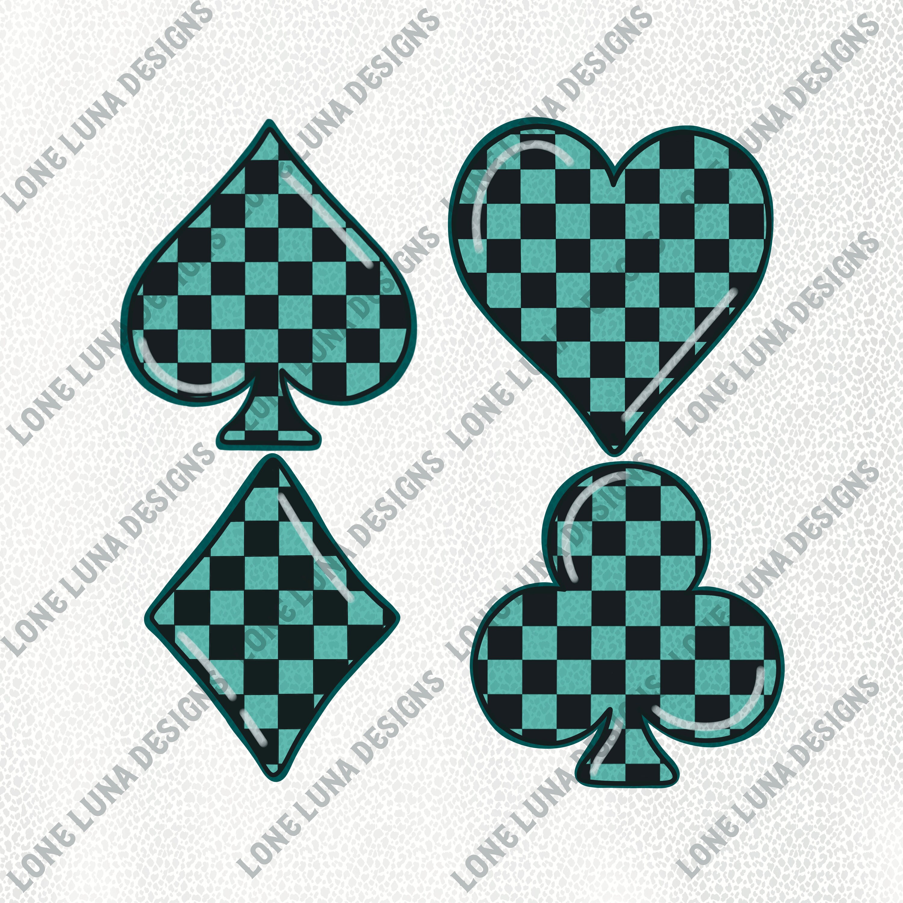 Playing Cards Turquoise and Checkers Digital PNG Download | Western ...