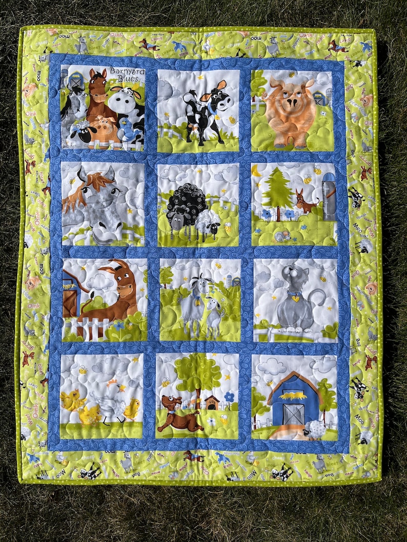 Barnyard Blues Baby Quilt - Etsy
