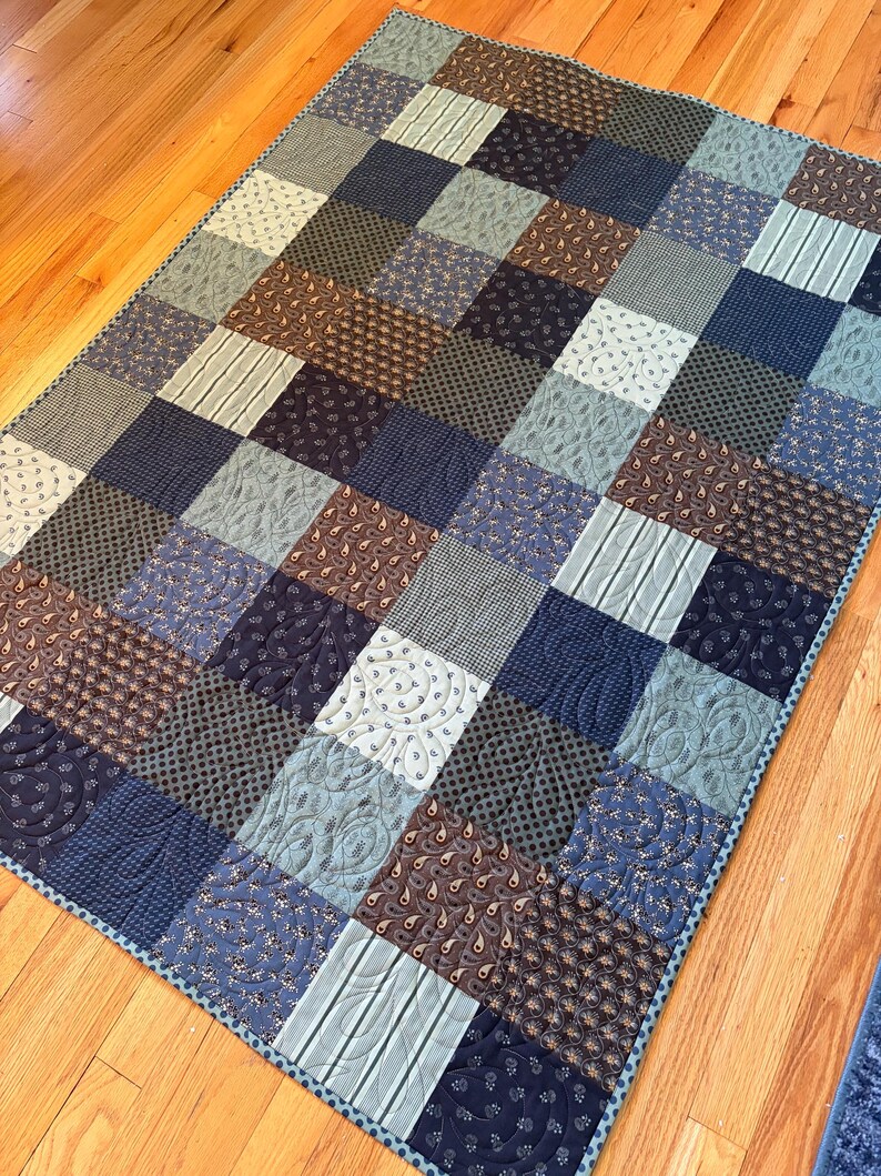 Blue Squares Lap Quilt - Etsy