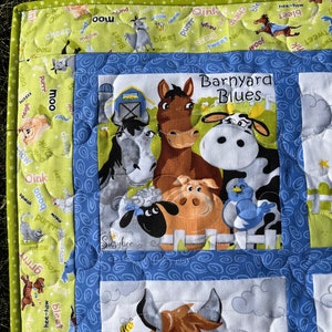 Barnyard Blues Baby Quilt - Etsy