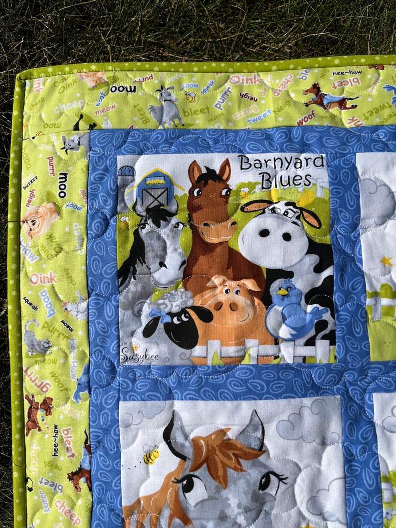 Barnyard Blues Baby Quilt - Etsy