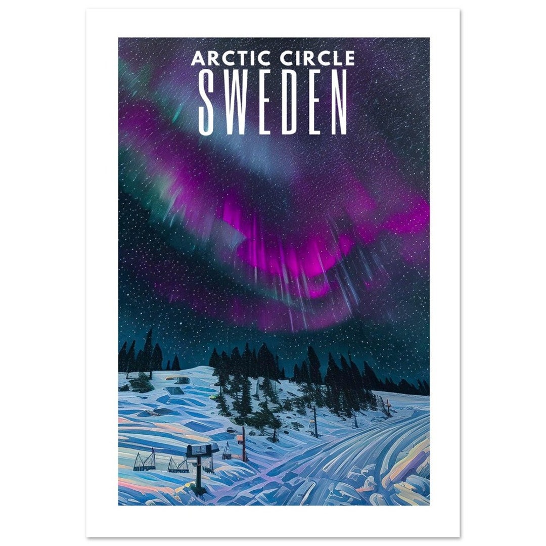 Northern Lights in the Arctic Circle Sweden Travel Poster - Etsy