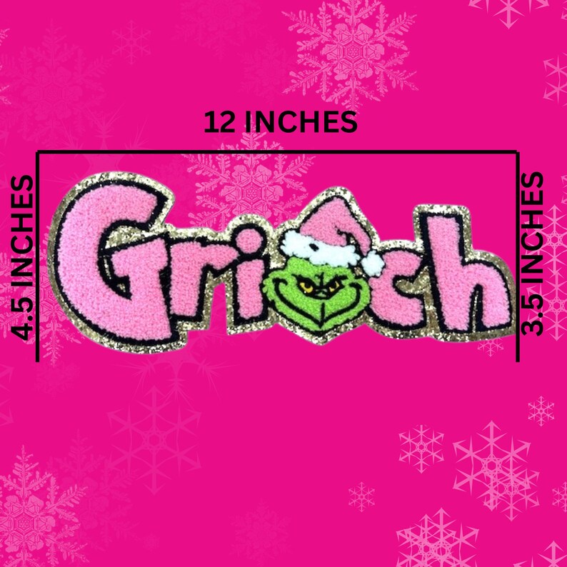 Chenille Patch 12 Inch Grinch Iron-on, Pink DIY Patch for Apparel ...