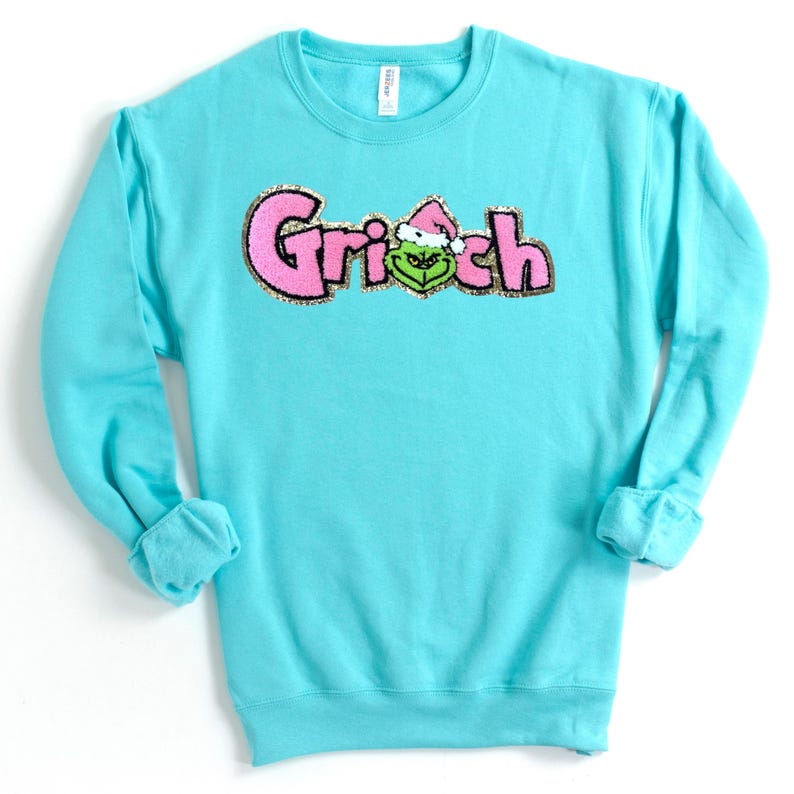 Chenille Patch 12 Inch Grinch Iron-on, Pink DIY Patch for Apparel ...