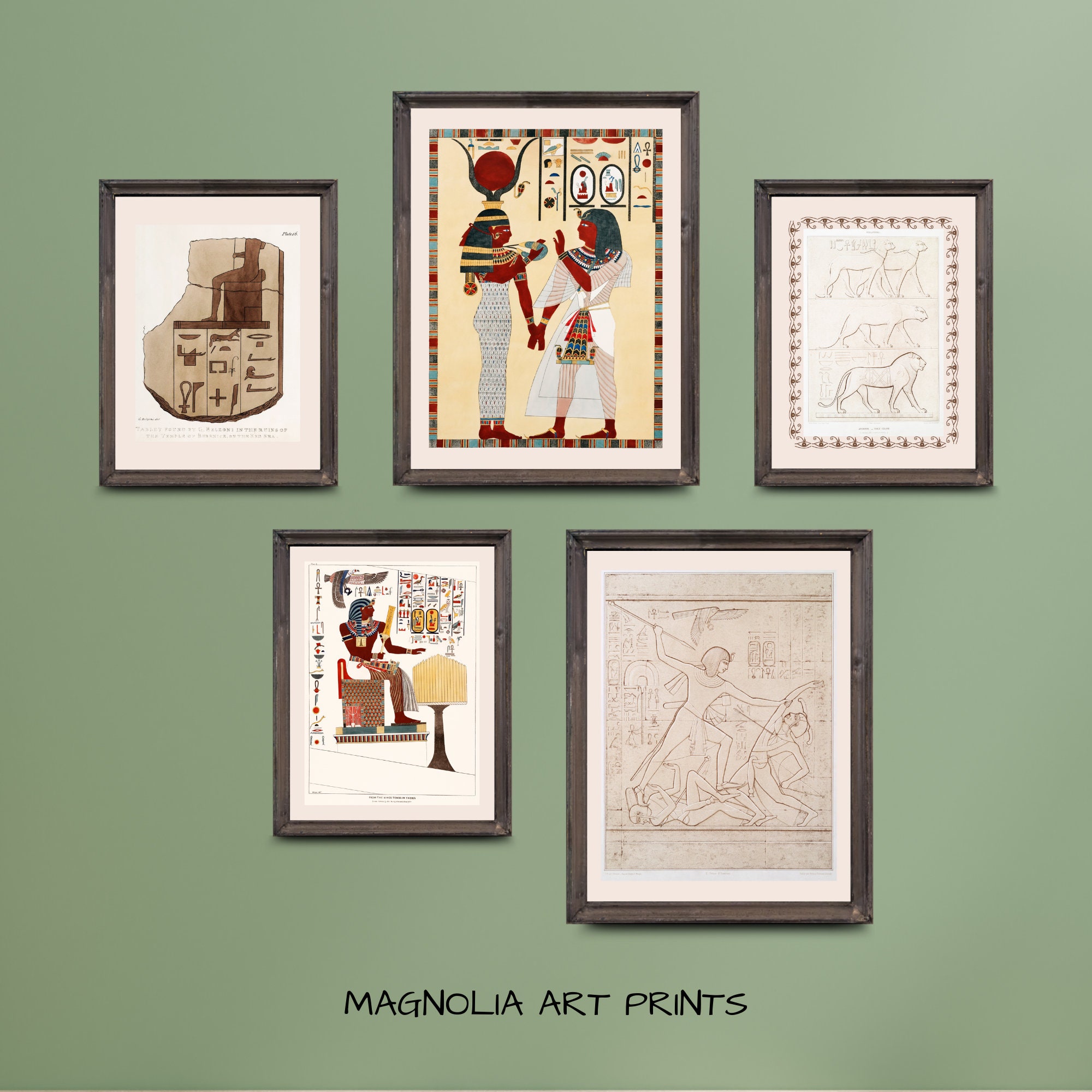 Ancient Egyptian Wall Art Set of 5, Antique Egyptian People Art Prints ...