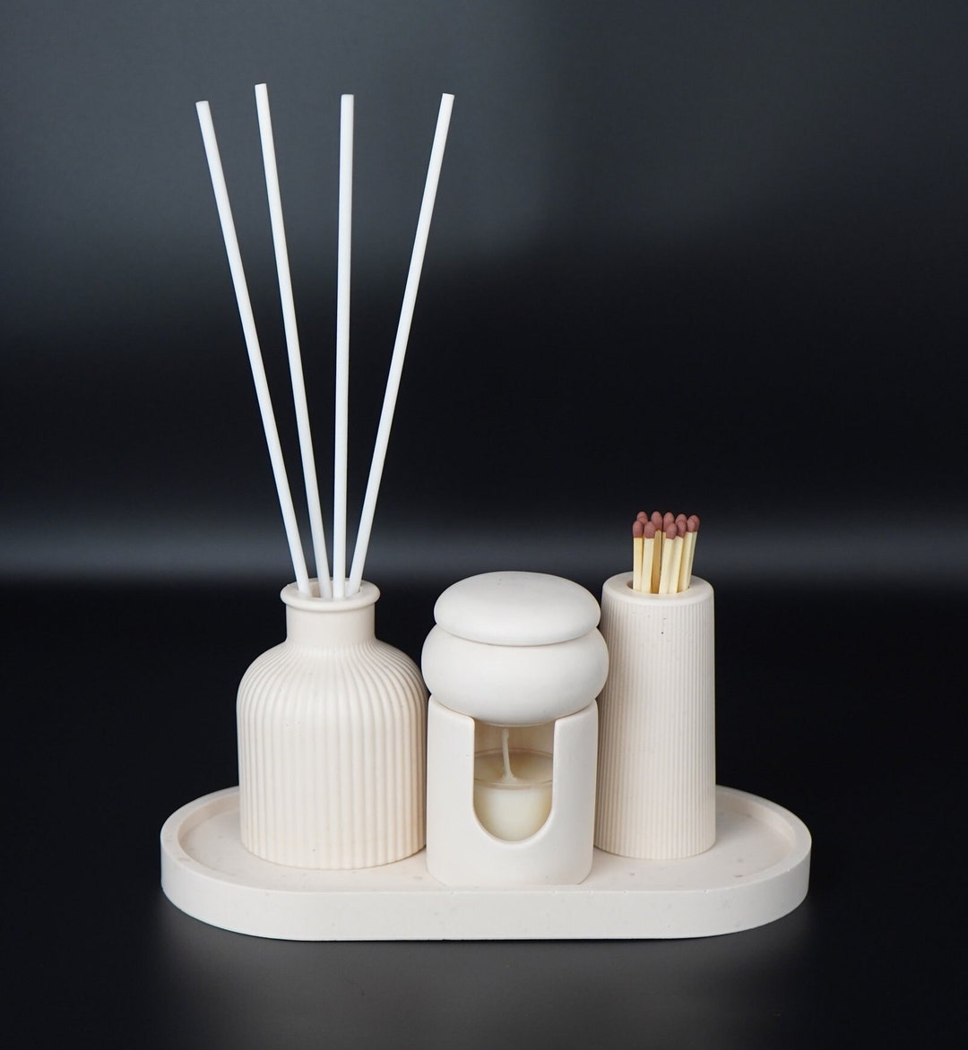Jesmonite Candle Holder, Matches Holder, Tray, Reed Diffuser Holder ...