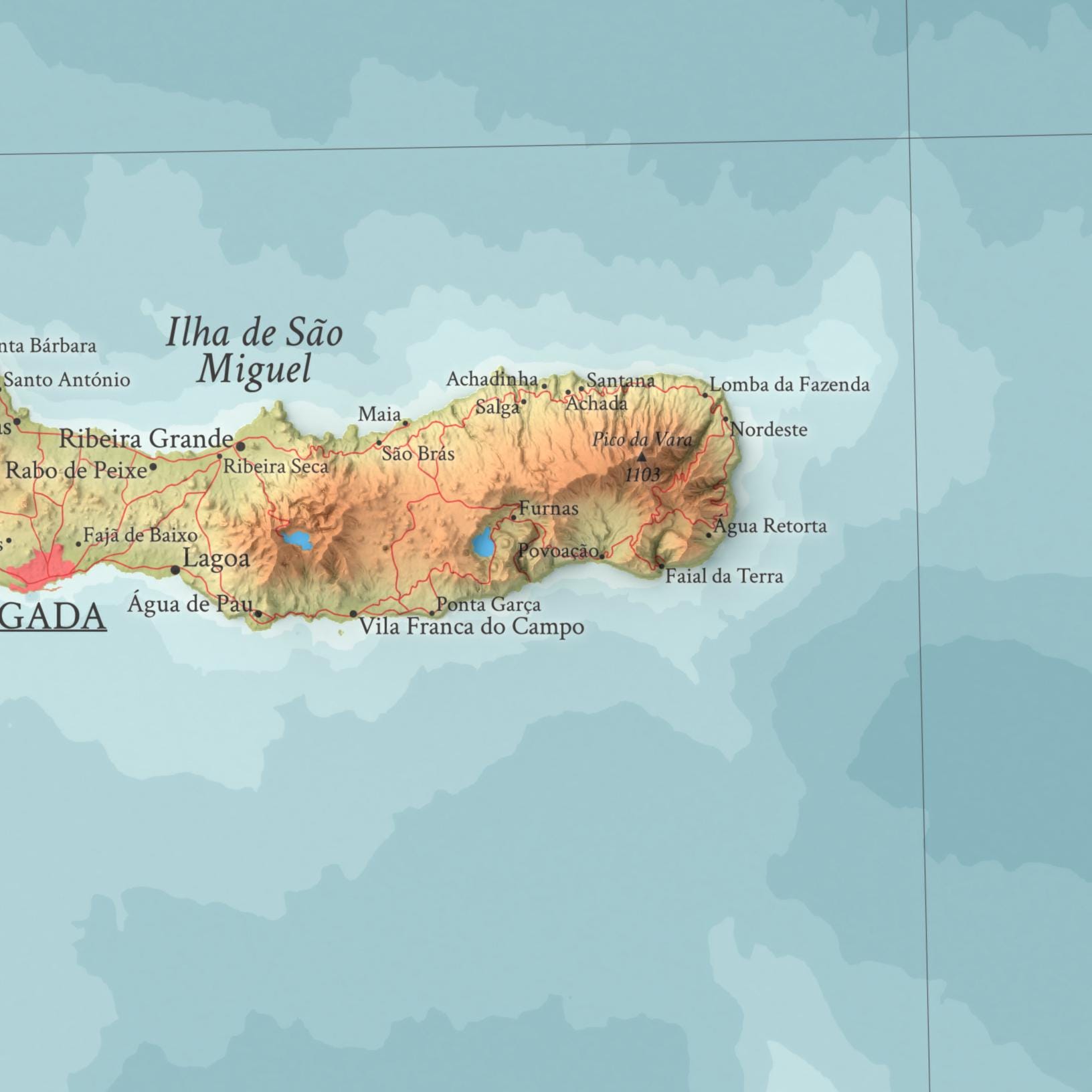 Azores Map Print (açores) — 2nd Edition Decorative Topographic Map ...