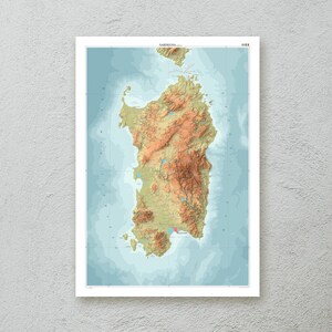 Sardinia Map Print (sardegna) — 2nd Edition Decorative Topographic Map ...