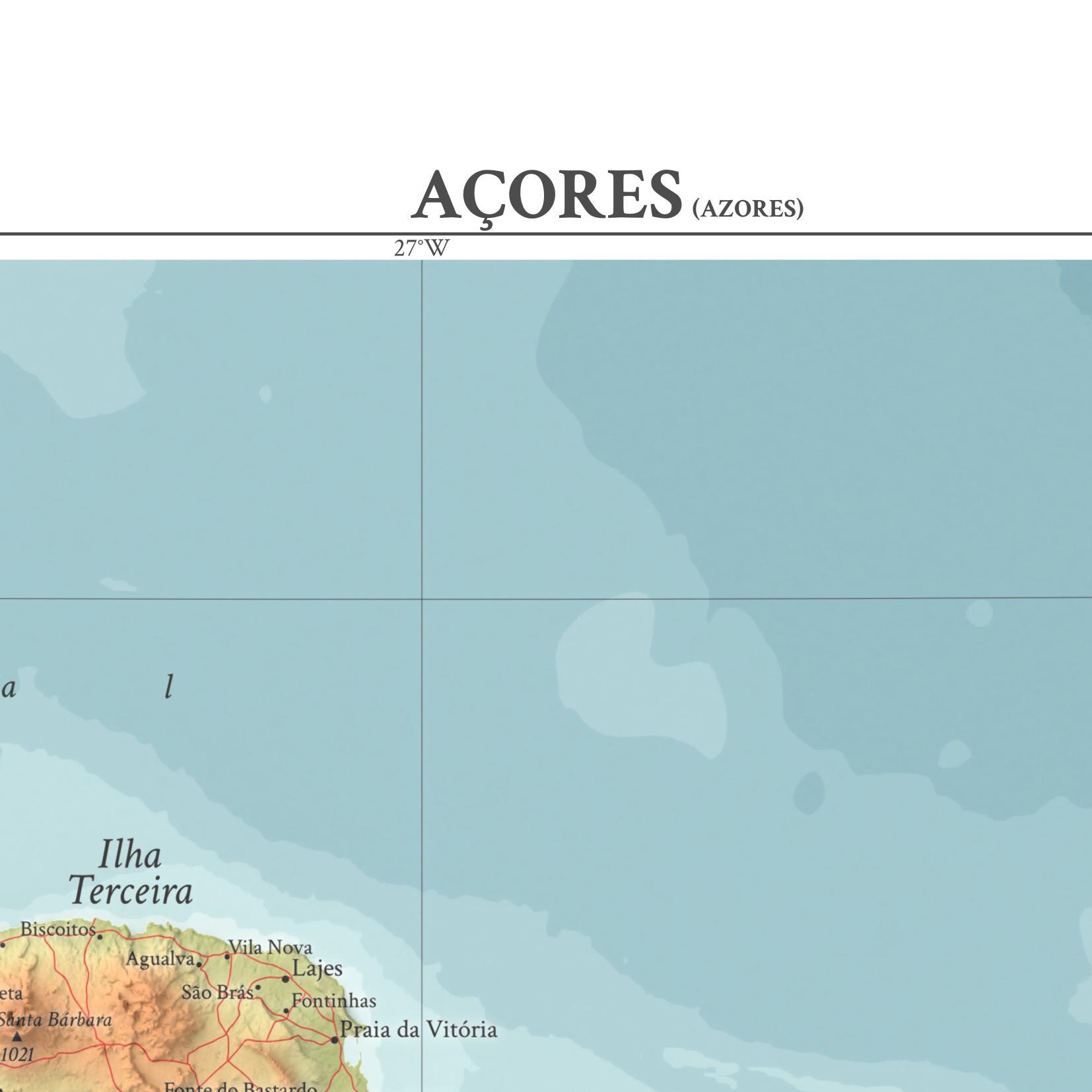 Azores Map Print (açores) — 2nd Edition Decorative Topographic Map ...