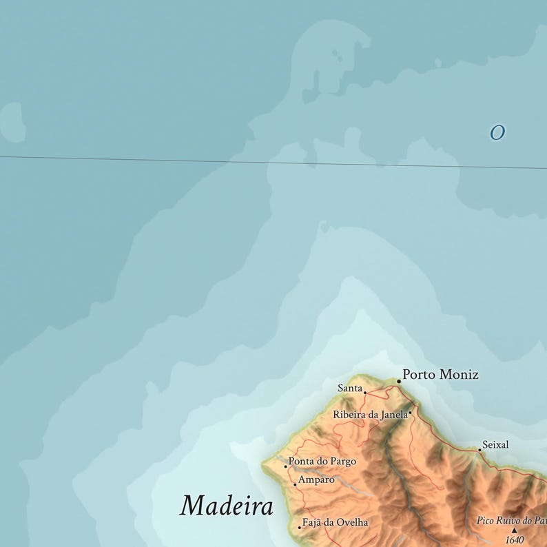 Madeira Map Print (arquipélago Da Madeira) — Decorative Topographic Map ...