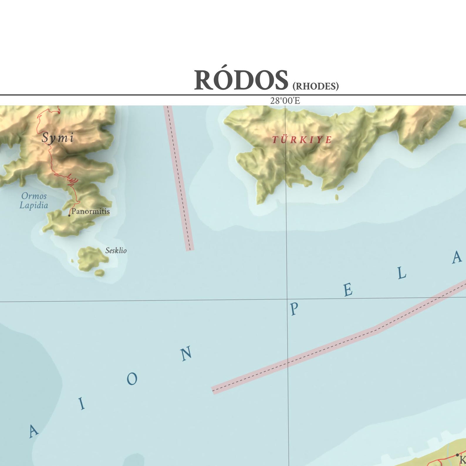 Rhodes Map Print ródos 2nd Edition Original Decorative Cartographic ...