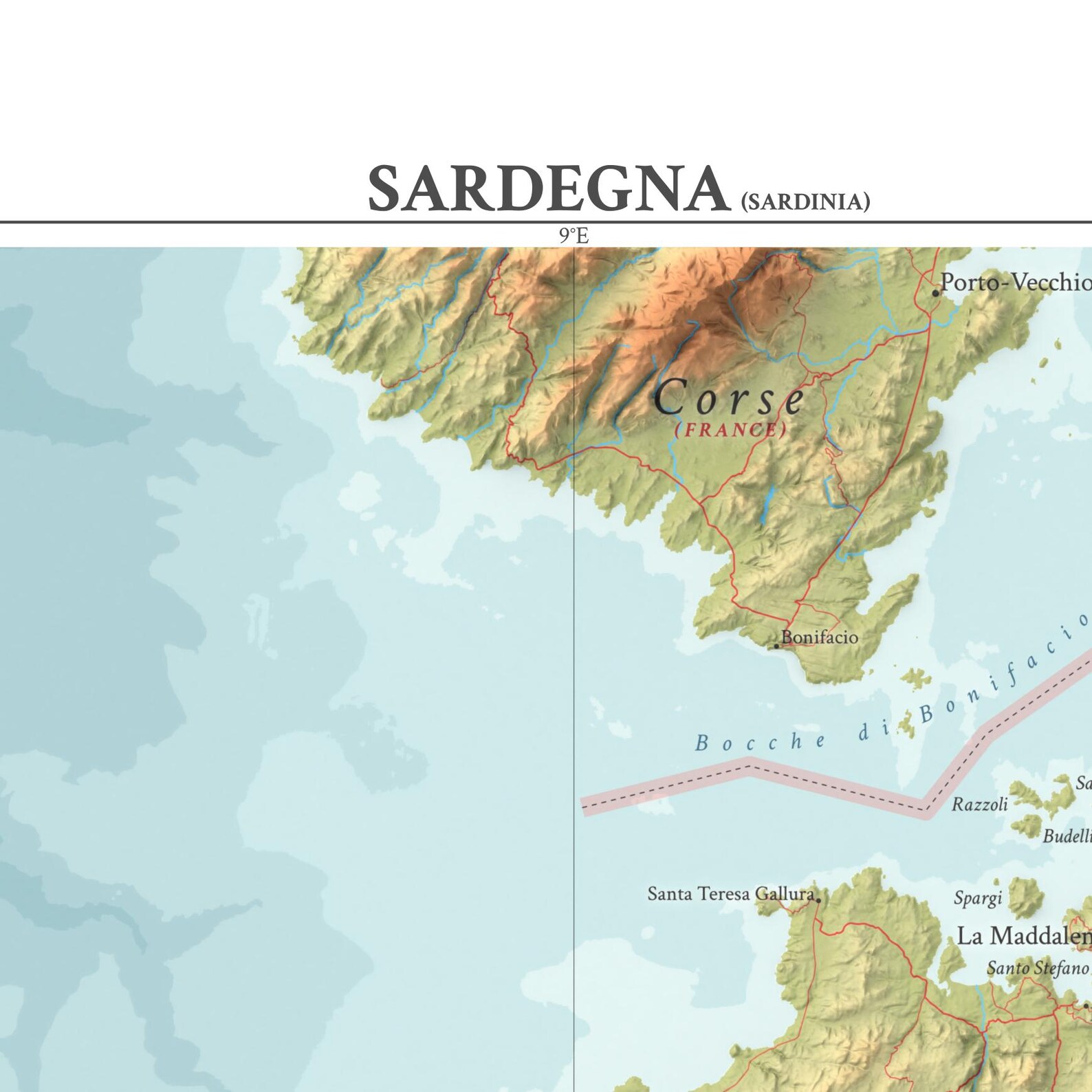Sardinia Map Print (sardegna) — 2nd Edition Decorative Topographic Map ...