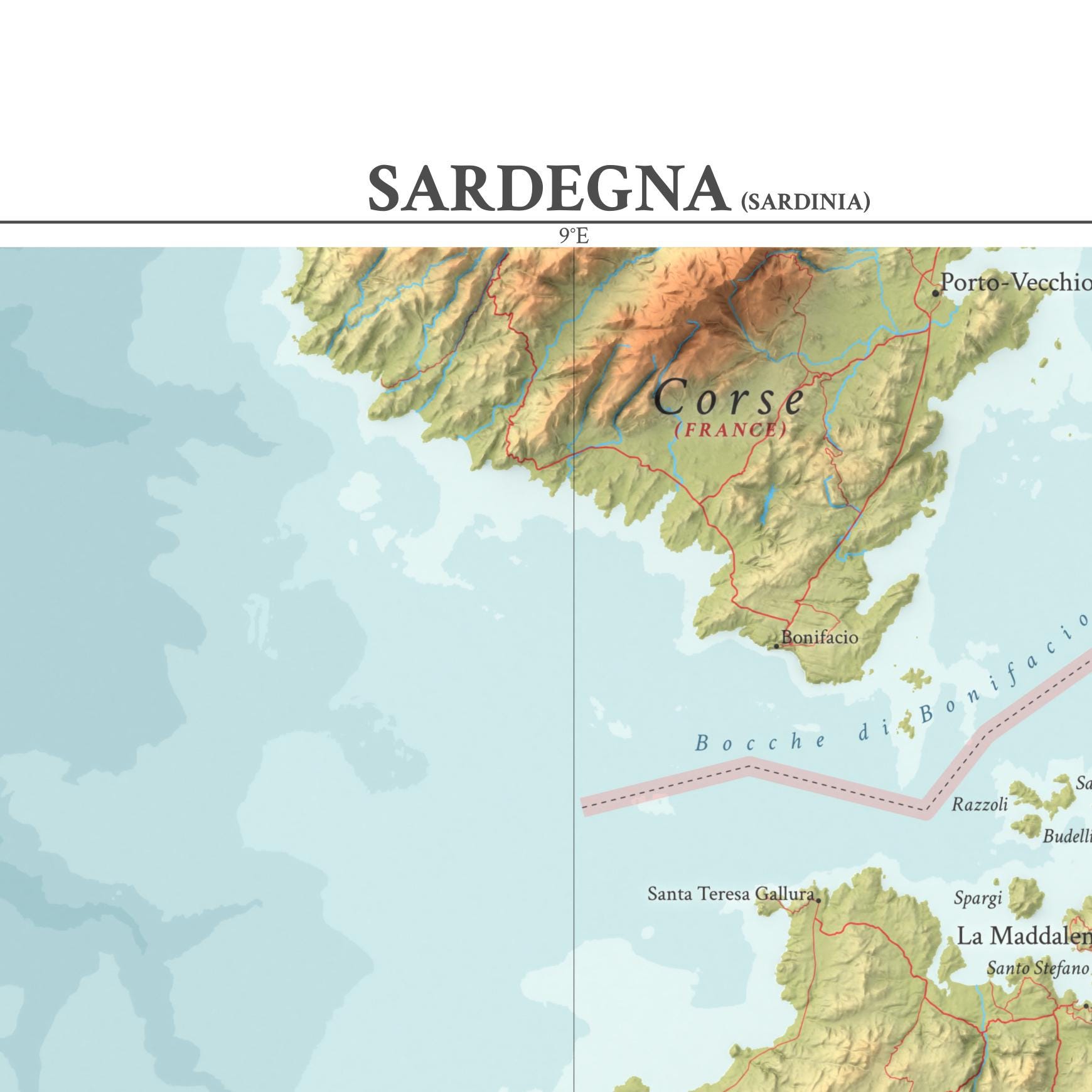 Sardinia Map Print (sardegna) — 2nd Edition Decorative Topographic Map ...