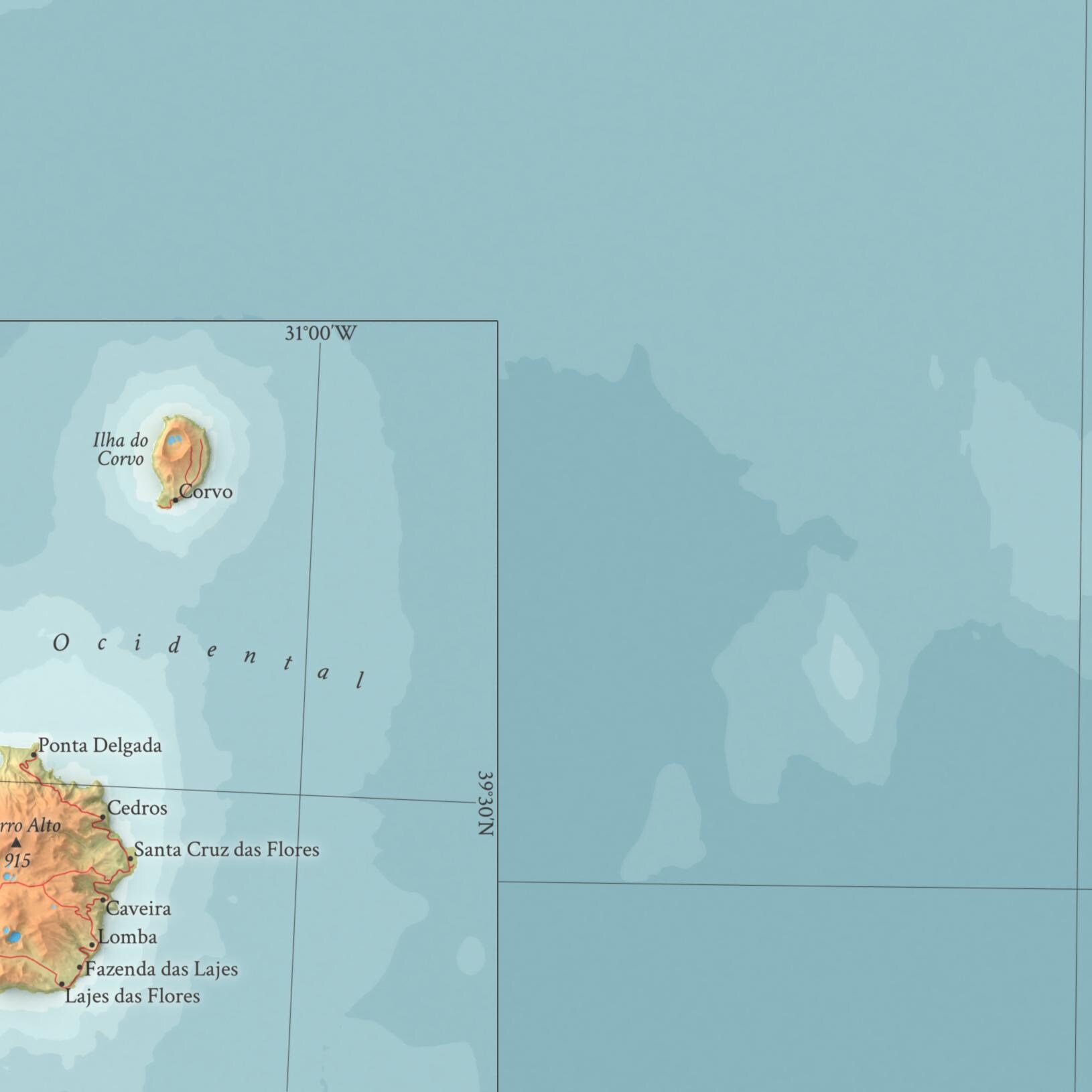 Azores Map Print (açores) — 2nd Edition Decorative Topographic Map ...
