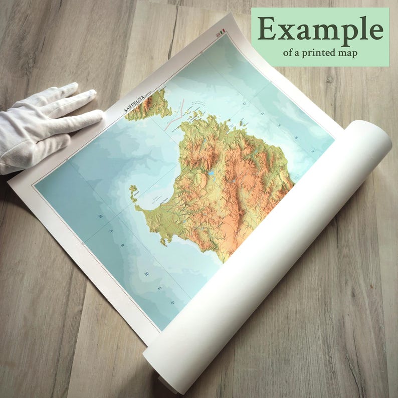 Sardinia Map Print (sardegna) — 2nd Edition Decorative Topographic Map ...