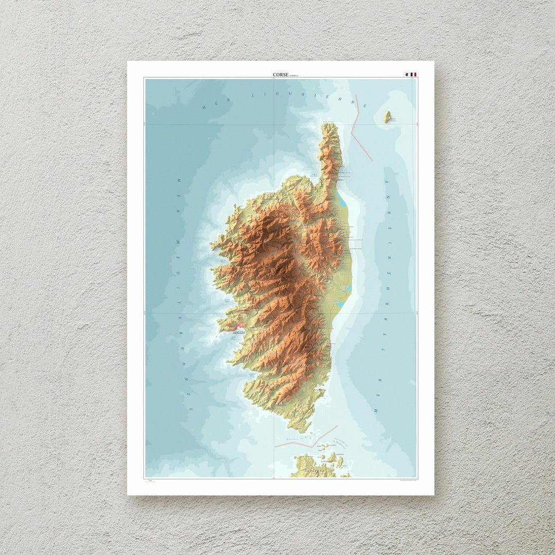 Corsica Map Print (corse) — 1st Edition Decorative Topographic Map ...