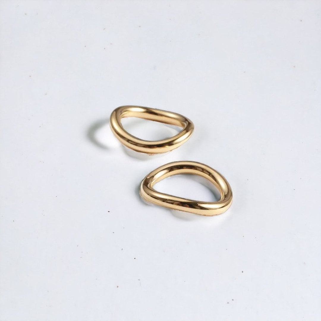 Wave Gold Ring Set 18K Gold Plated Stackable Statement - Etsy