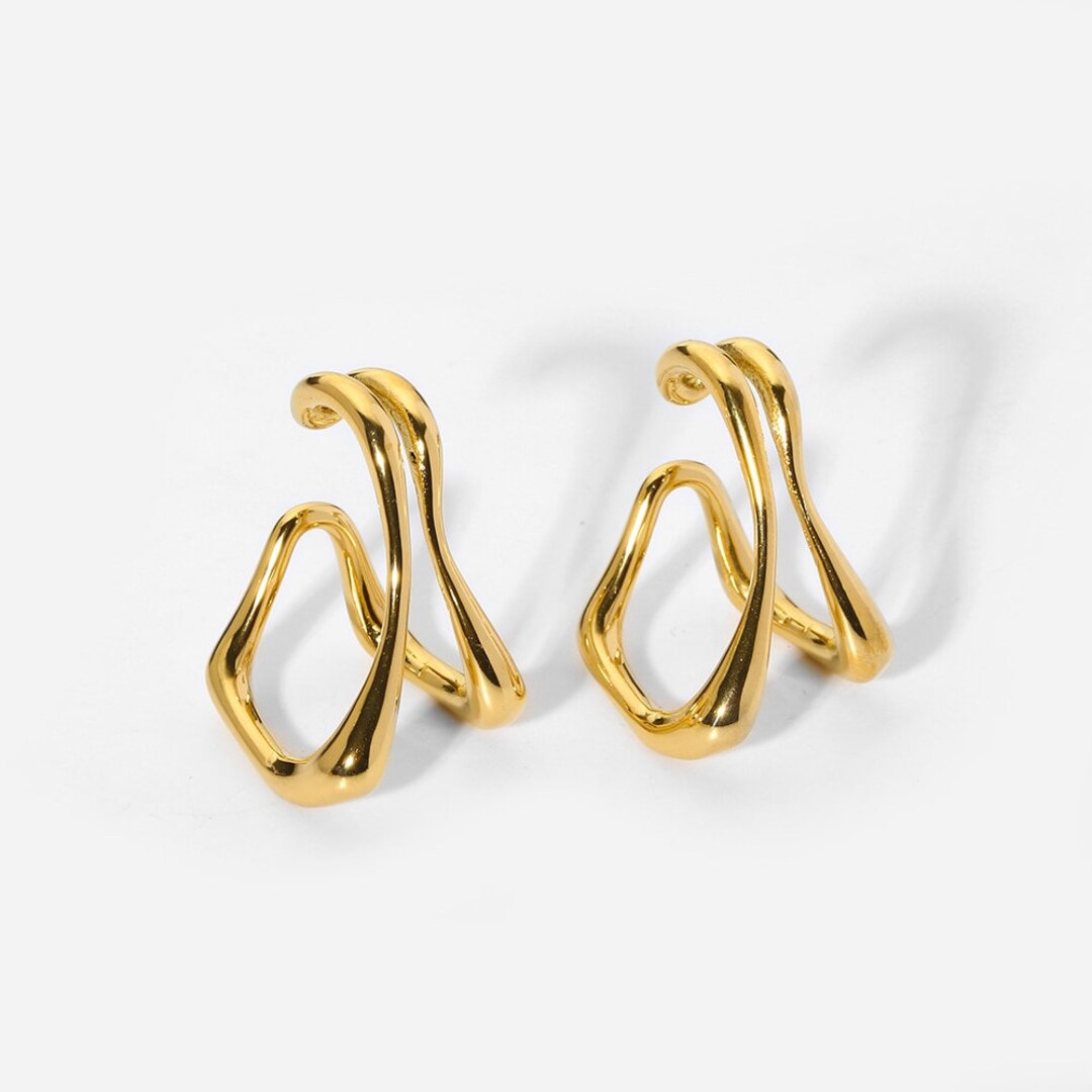 Gold Ear Cuff 18K Gold Plated Gold Ear Wrap Ear Bone Clip - Etsy