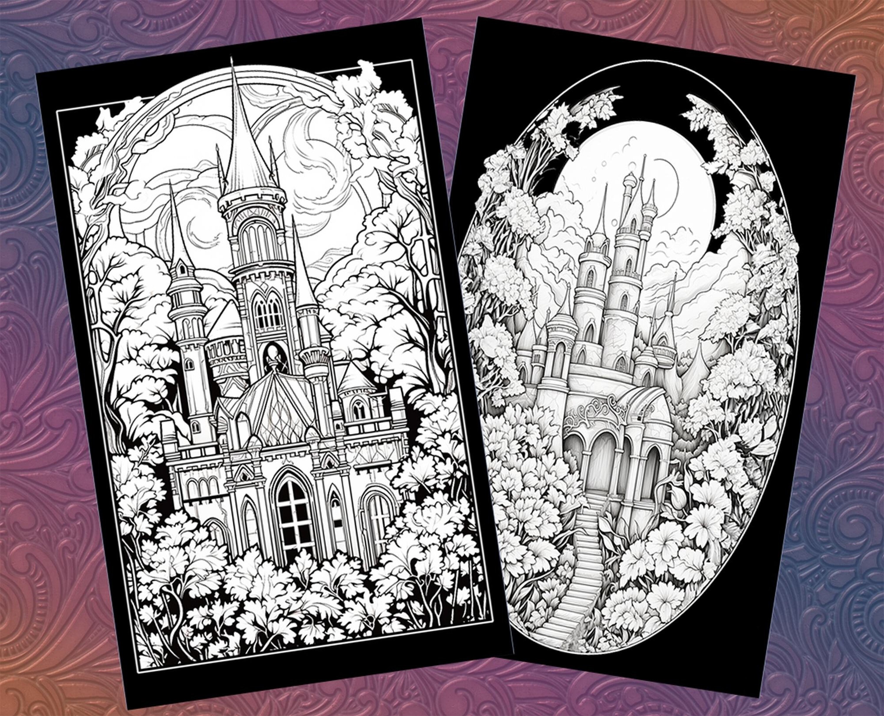 Fantastic Castles Adult Digital Coloring Book Coloring - Etsy