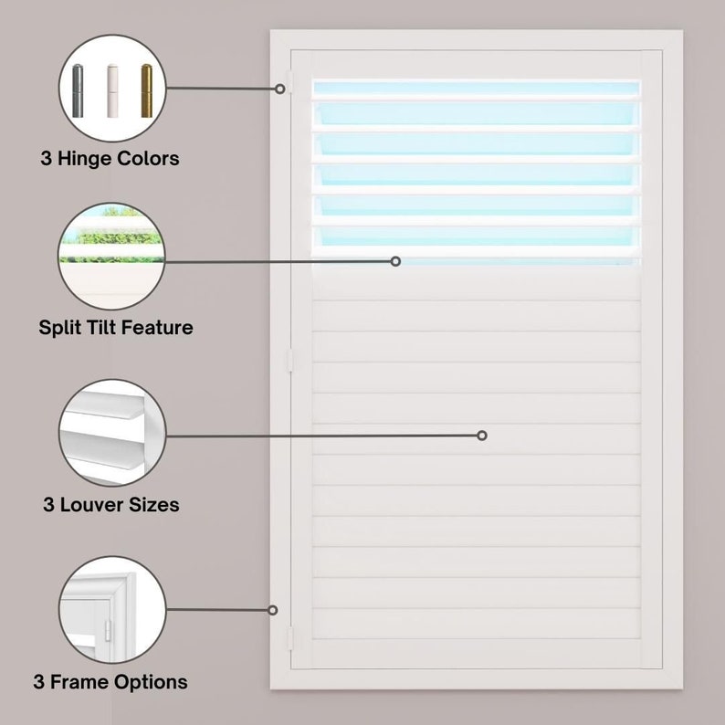 Shutter Works Interior Plantation Shutters - Made in America - Free Shipping - Waterproof - Easy ...