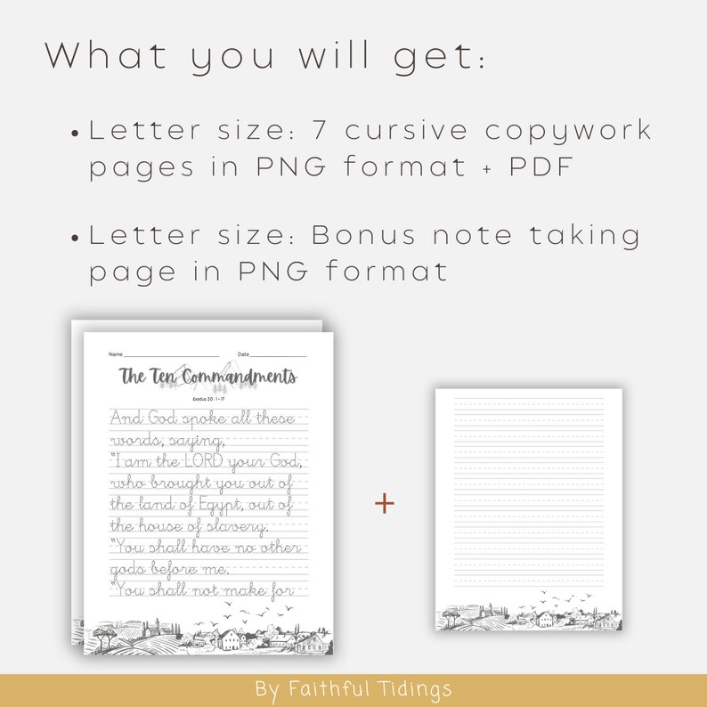 Printable Bible Verses Copywork the Ten Commandments Exodus 20:1-17 ESV ...