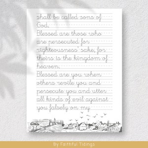 Printable Bible Verses Copywork | the Beatitudes Matthew 5:3-12 ESV ...