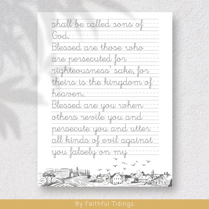 Printable Bible Verses Copywork | the Beatitudes Matthew 5:3-12 ESV ...