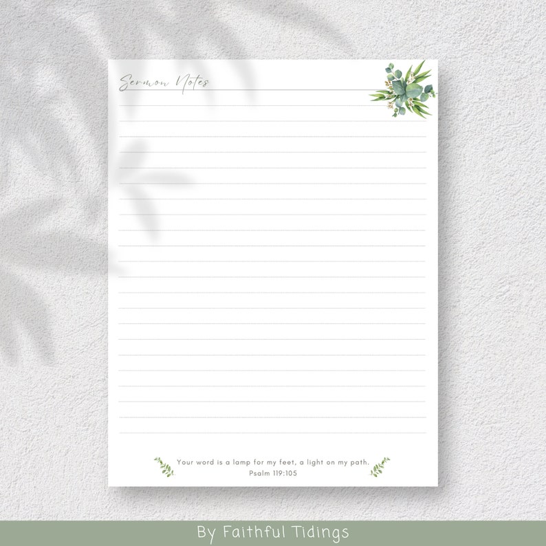 Printable Sermon Notes Template | Printable Journal Inserts ...