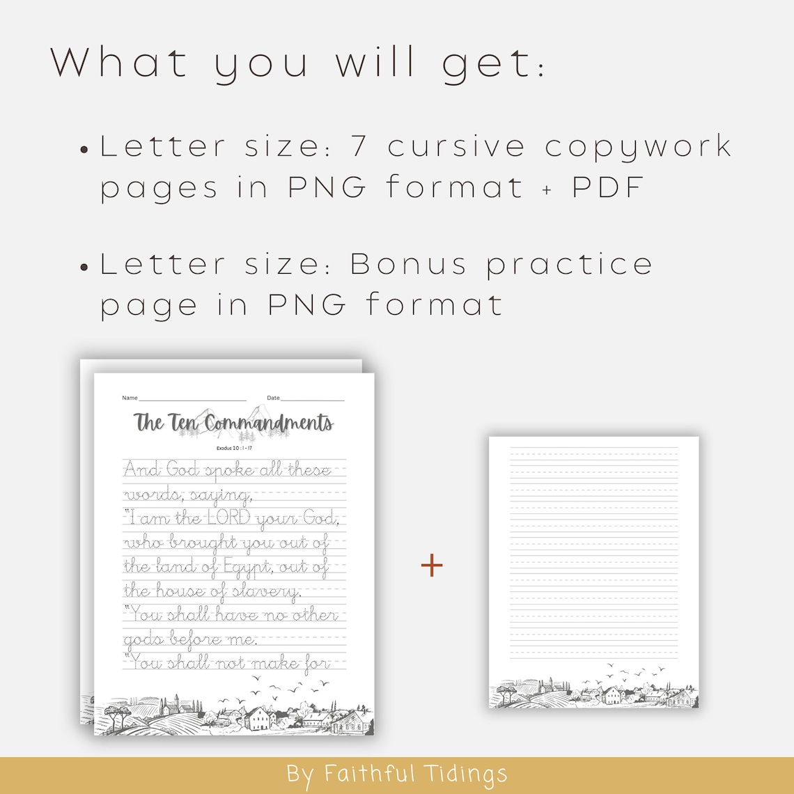 Printable Bible Verses Copywork | the Ten Commandments Exodus 20:1-17 ...