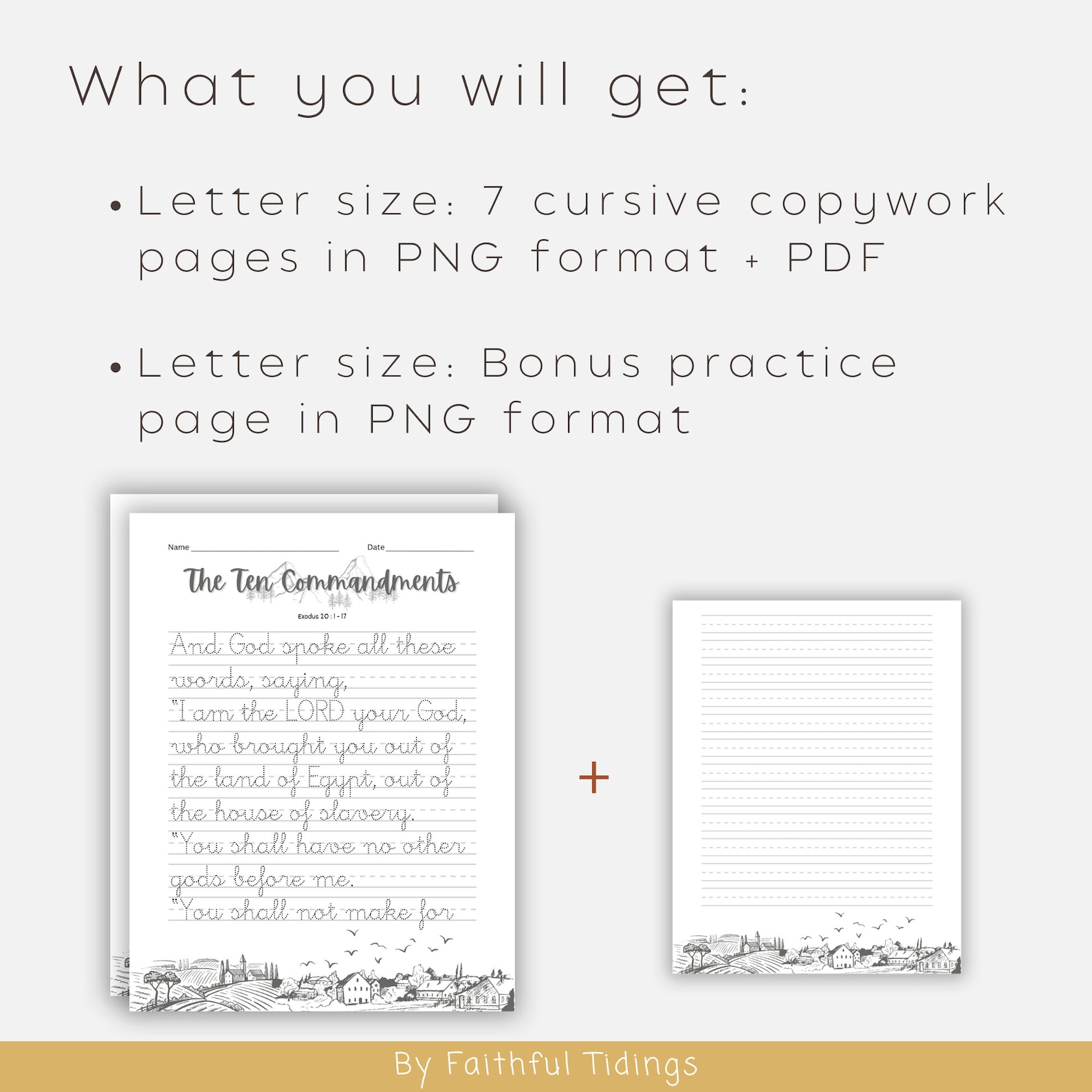 Printable Bible Verses Copywork | the Ten Commandments Exodus 20:1-17 ...