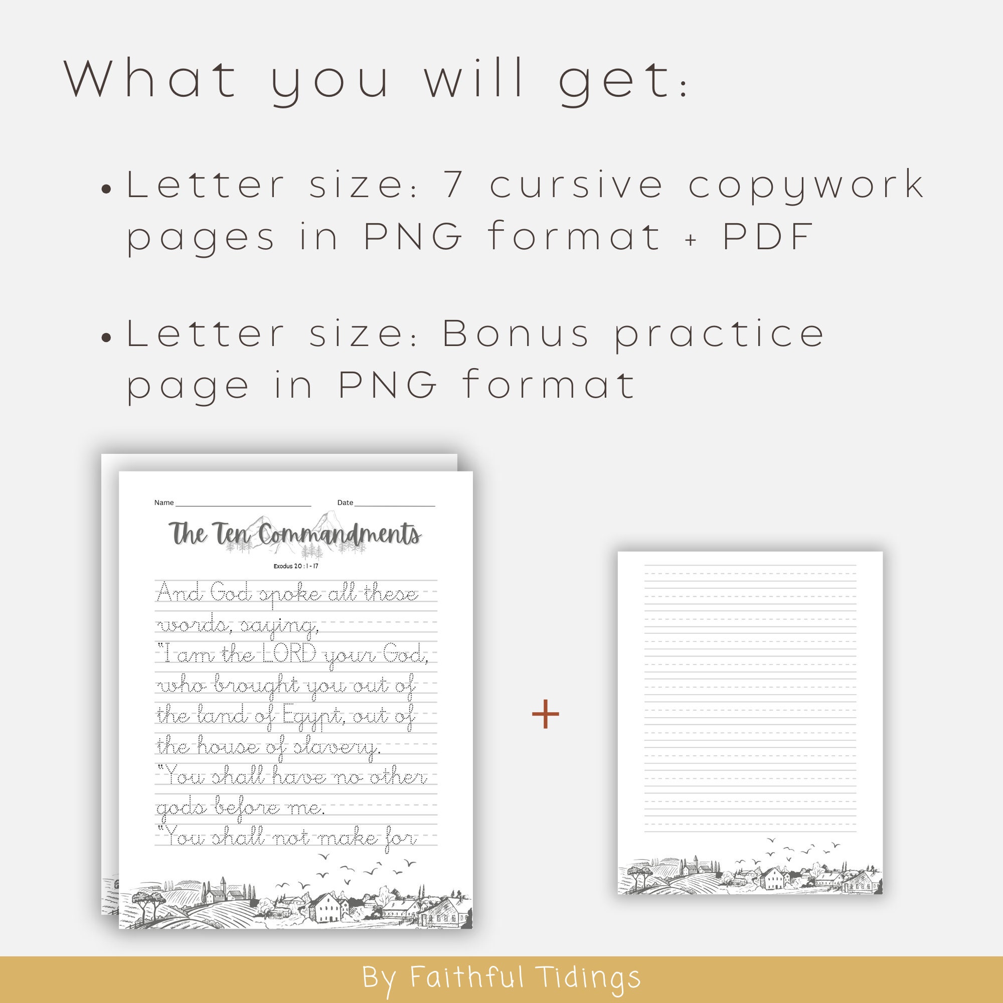 Printable Bible Verses Copywork | the Ten Commandments Exodus 20:1-17 ...