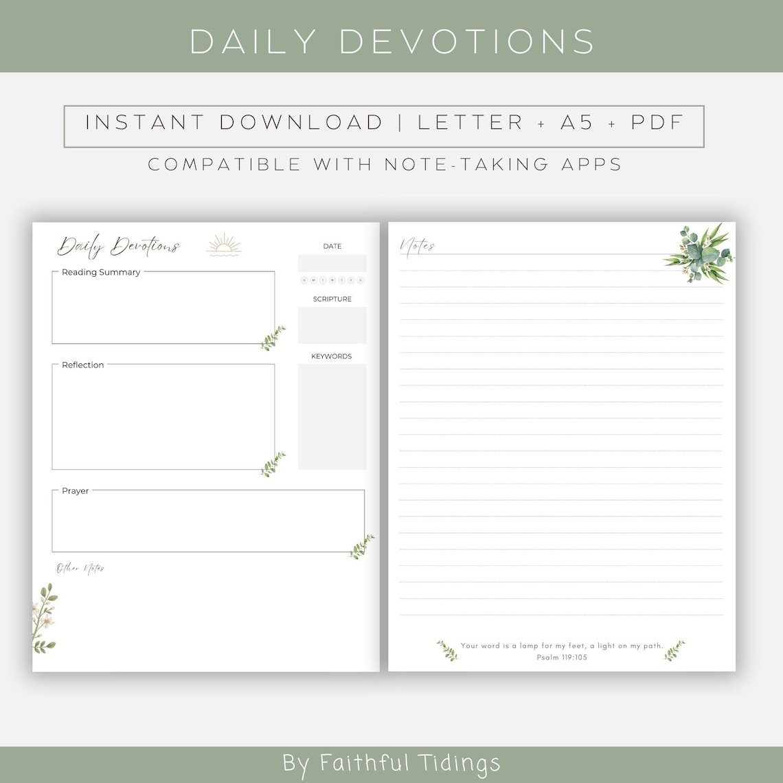 Printable Daily Devotions Template | Printable Journal Inserts ...