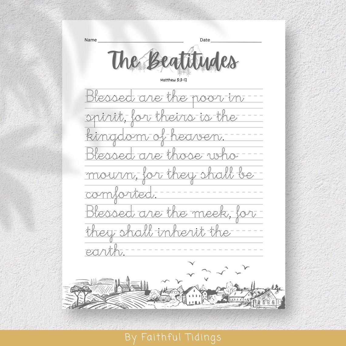 Printable Bible Verses Copywork | the Beatitudes Matthew 5:3-12 ESV ...