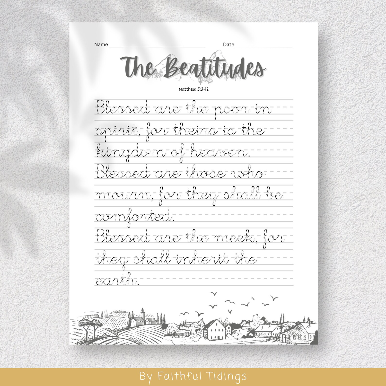 Printable Bible Verses Copywork | the Beatitudes Matthew 5:3-12 ESV ...