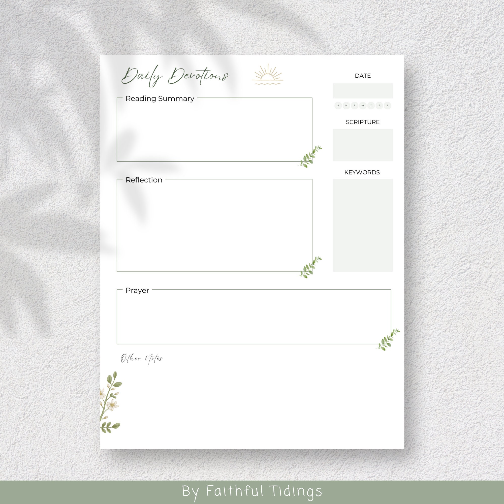 Printable Daily Devotions Template | Printable Journal Inserts ...