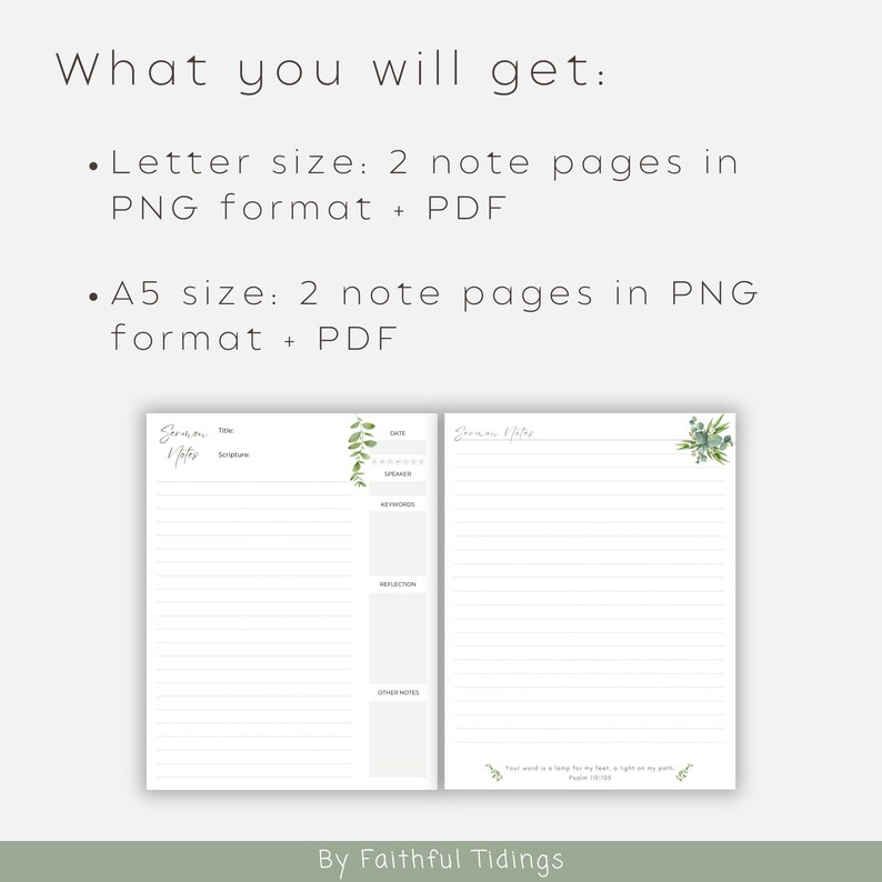 Printable Sermon Notes Template | Printable Journal Inserts ...