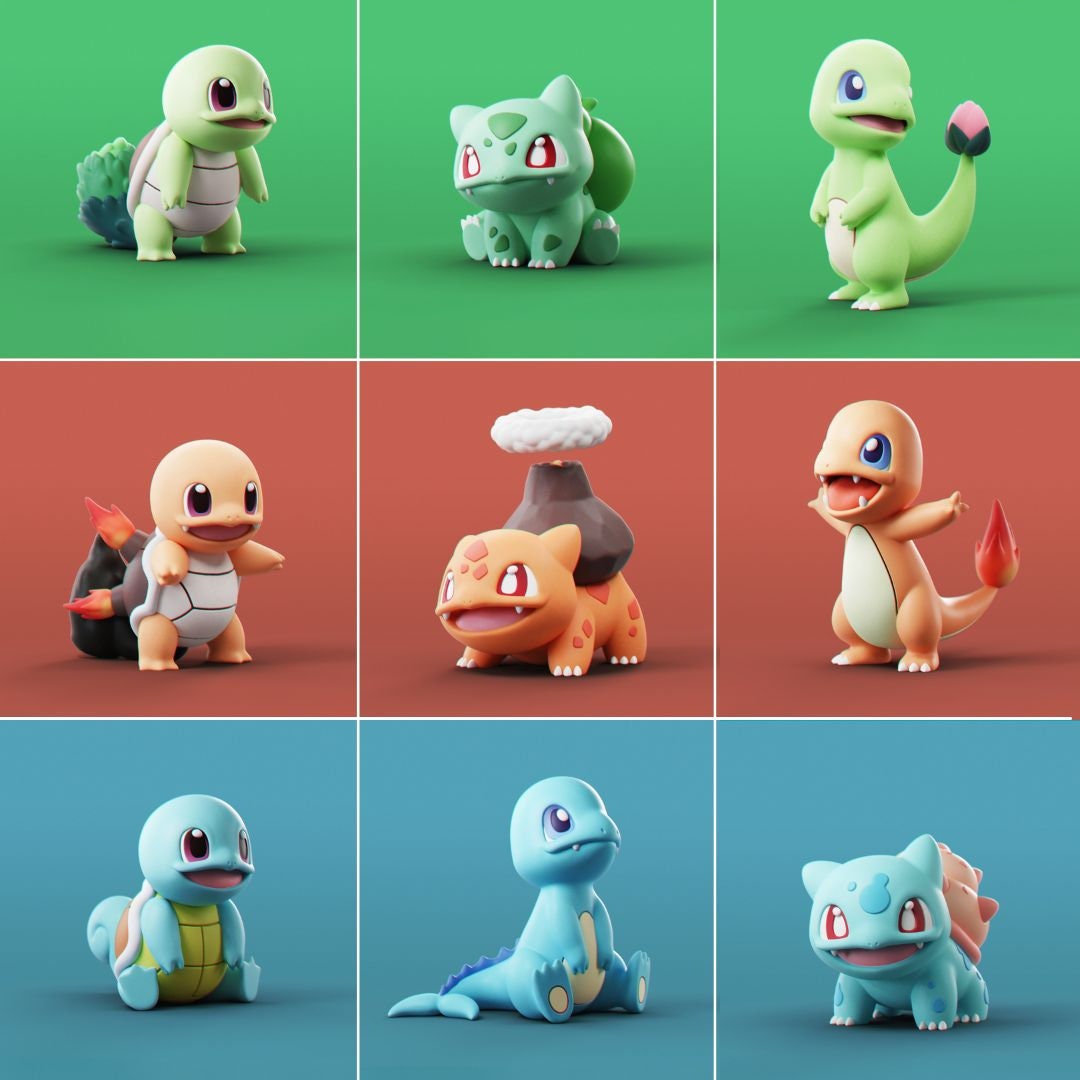 Pokemon STL Pack Charmander Bulbasaur and Squirtle Fire - Etsy España