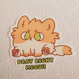 Pray Right Meow | Cat Sticker | Die Cut Vinyl Sticker | Bible Stickers ...