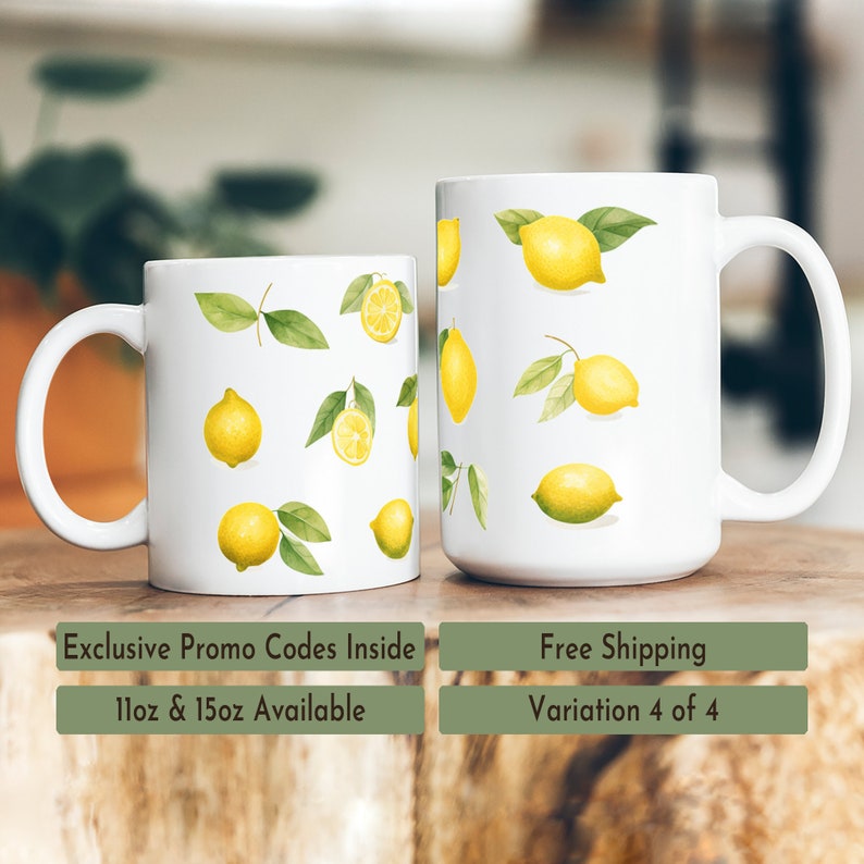 Lemon Coffee Mug Variation 4 Adorable Tea Mug Vibrant Colorful Citrus ...