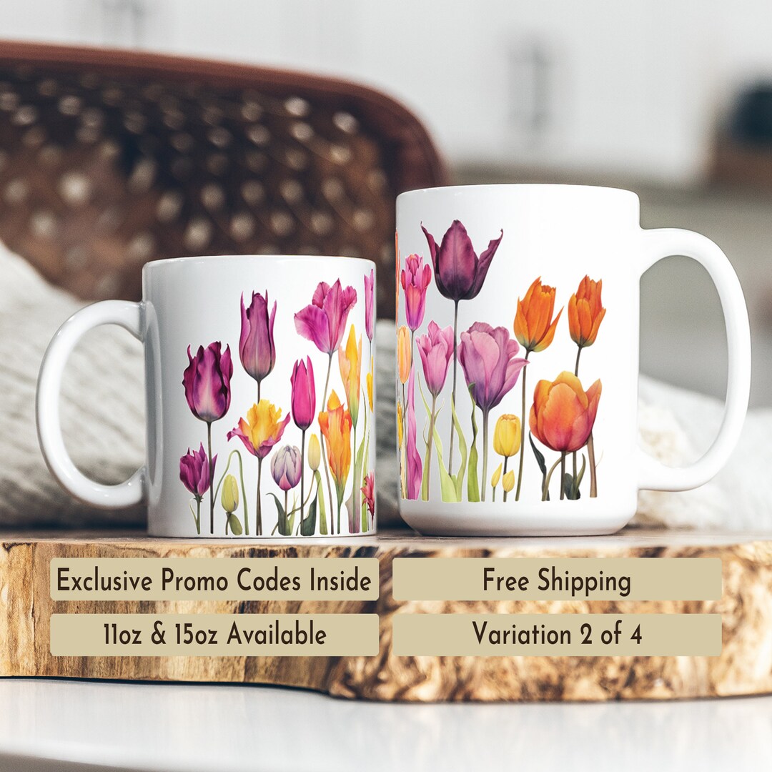 Tulip Coffee Mug Variation 2 Botanical Tea Mug Flower Décor Coffee Cup ...