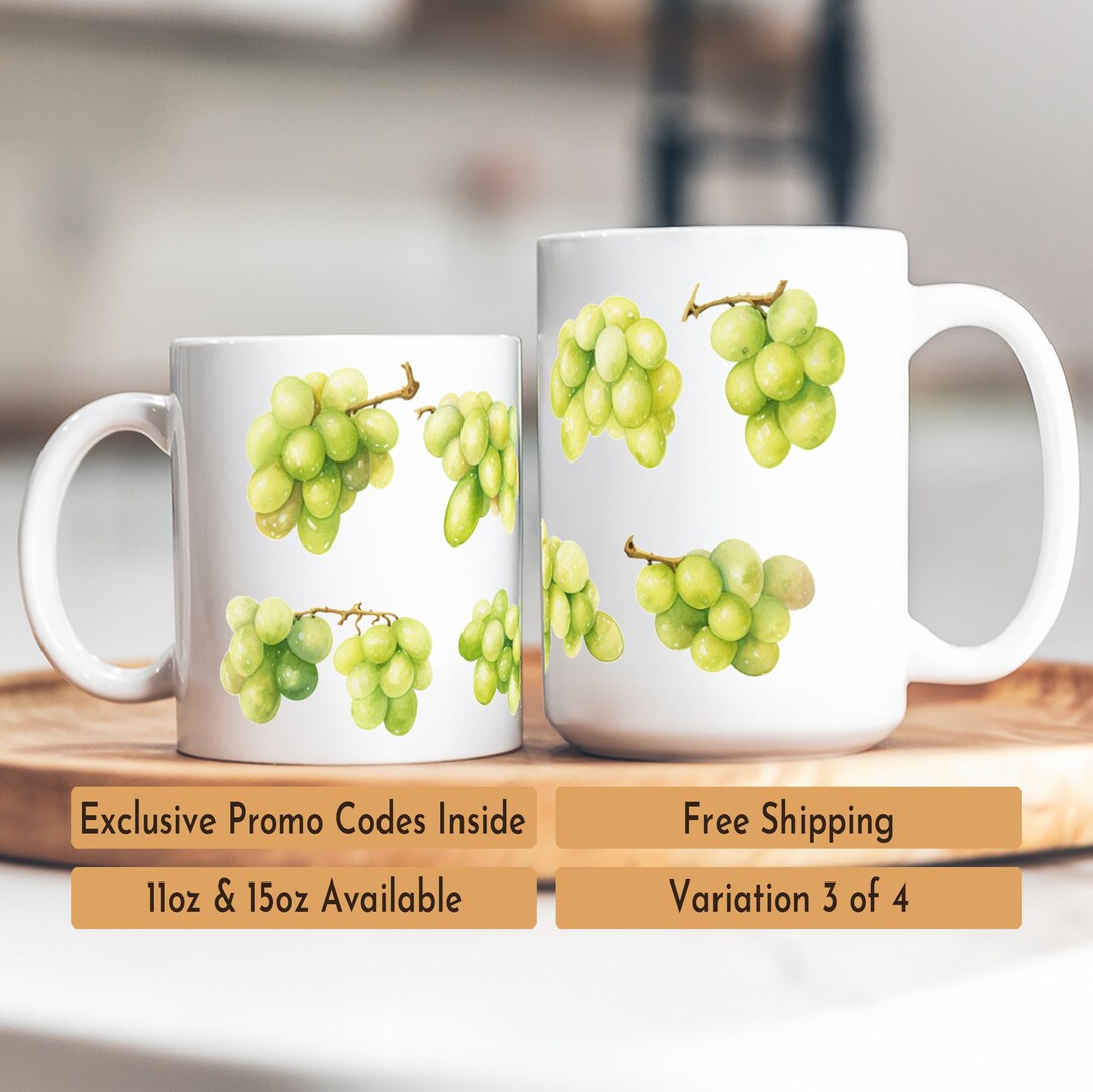 Green Grapes Coffee Mug Variation 3 Adorable Tea Mug Vibrant Colorful ...