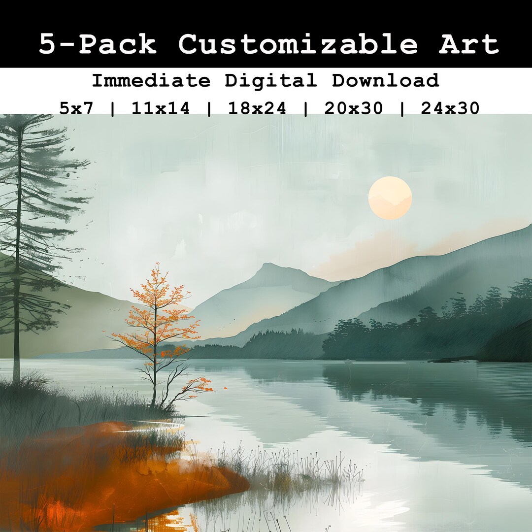 Full Moon Over Water Painting Wall Art| Forest Painting, Natural Paint ...